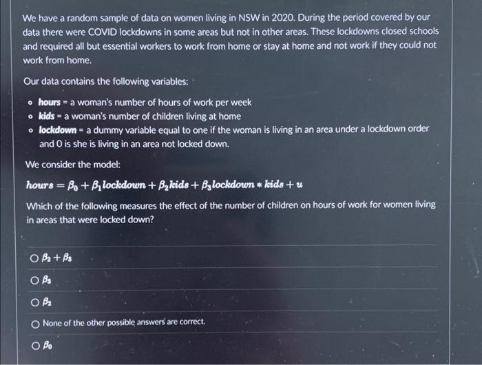 Solved We have a random sample of data on women living in | Chegg.com Solved We have a random sample of data on women living in | Chegg.com