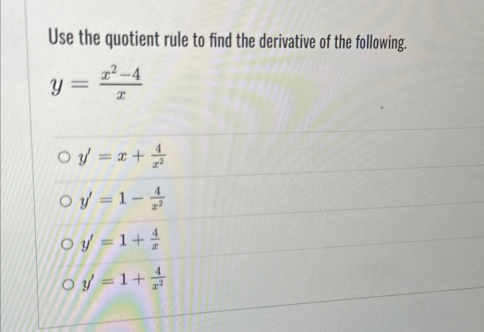 Solved Use the quotient rule to find the derivative of the | Chegg.com