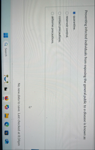 Solved Preventing infected individuals from exposing the | Chegg.com
