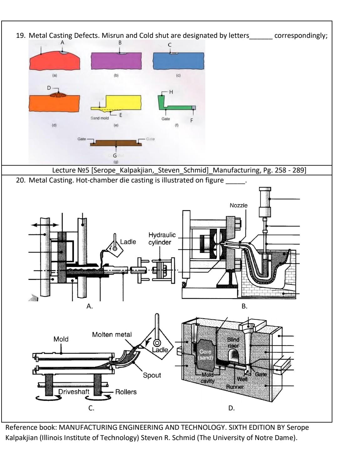 Solved 19. Metal Casting Defects. Misrun and Cold shut are | Chegg.com