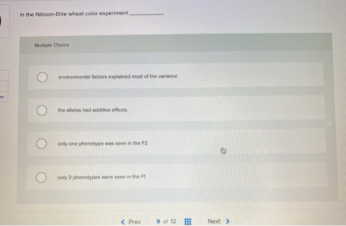 Solved In the Nilsson-Ehle wheat color experiment Multiple | Chegg.com