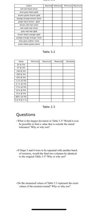 Table 3.2 Table 3.3 Questions - What is the largest | Chegg.com