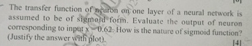 Solved The transfer function of neturon on one layer of a | Chegg.com