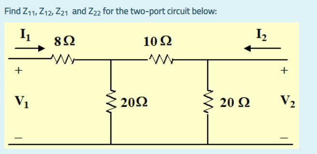 Solved Find 211, 212, Z21 and Z22 for the two-port circuit | Chegg.com