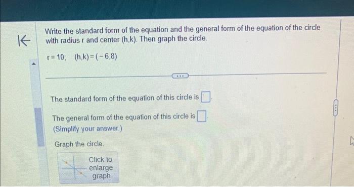 Solved Write the standard form of the equation and the | Chegg.com