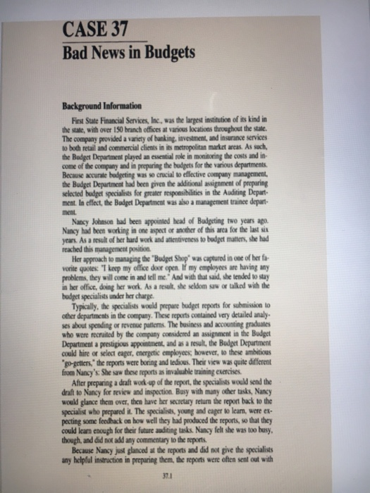 Solved Identify the key problem areas in the case by | Chegg.com