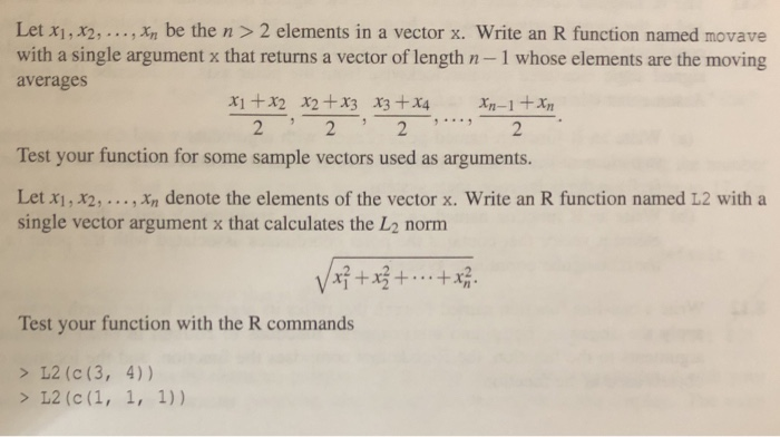 Solved Let x1, x2, ..., Xn be the n > 2 elements in a vector | Chegg.com