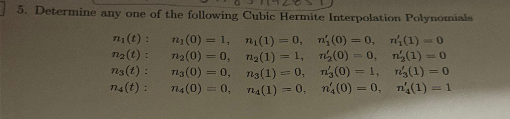 Solved Determine any one of the following Cubic Hermite | Chegg.com