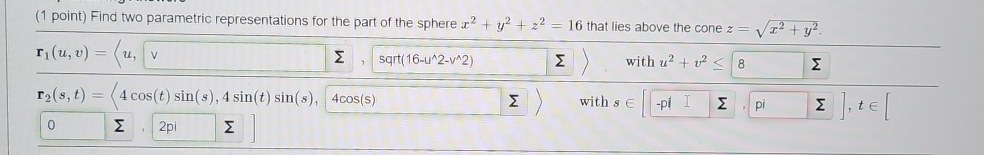 Solved 1 point find Two Parametric Representations For