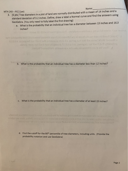 Solved Name: MTH 243-PCC (Lee) GRADED PROBLEM SET Module 4 | Chegg.com