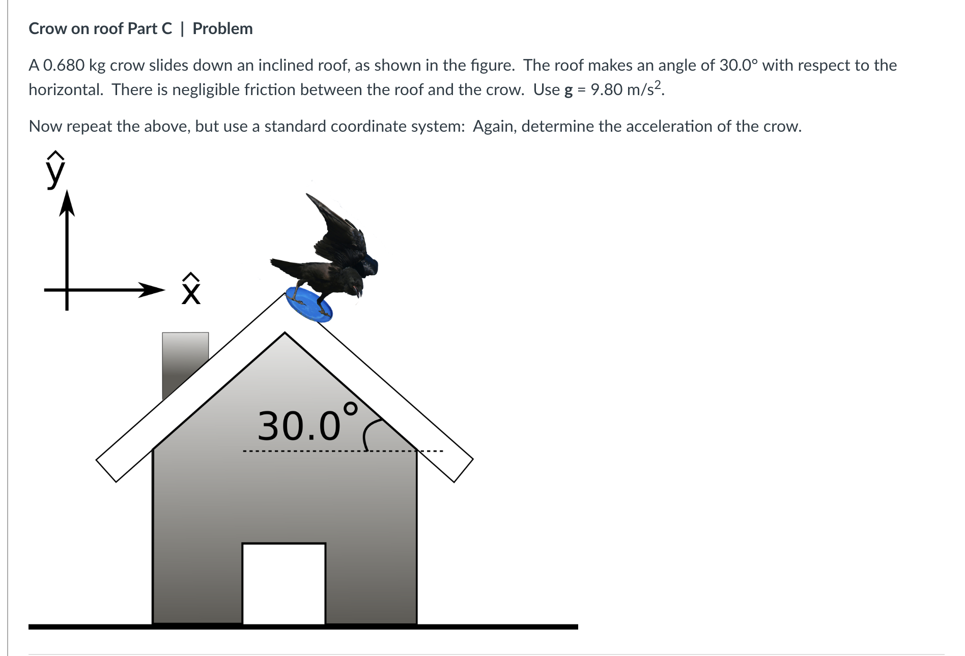 Solved Crow on ﻿roof Part C | ﻿ ProblemA 0.680 kg ﻿crow | Chegg.com