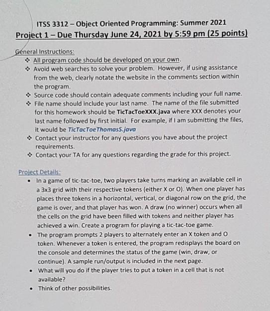 Solved Itss 3312 Object Oriented Programming Summer 2021 4699