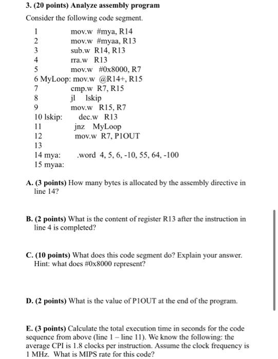 Solved Problem #1 (25 points) Assembly Language Directives | Chegg.com