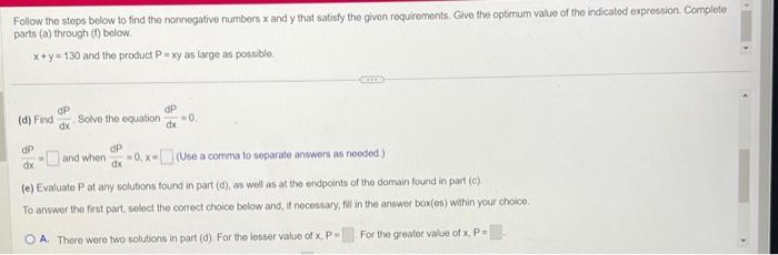 Solved Follow the steps below to find the nonnegative | Chegg.com