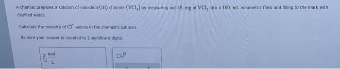 Solved A chemist prepares a solution of vanadium(Iii) | Chegg.com