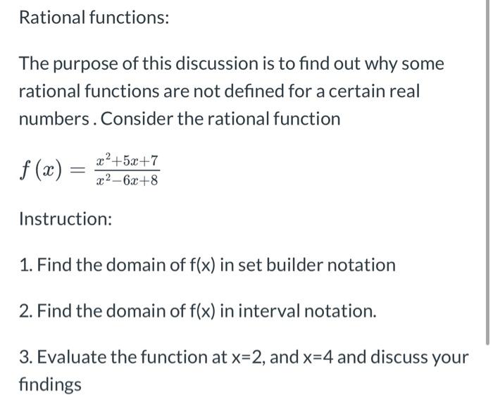 Solved Rational functions: The purpose of this discussion is | Chegg.com