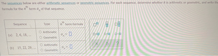 Solved The sequences below are either arithmetic sequences | Chegg.com