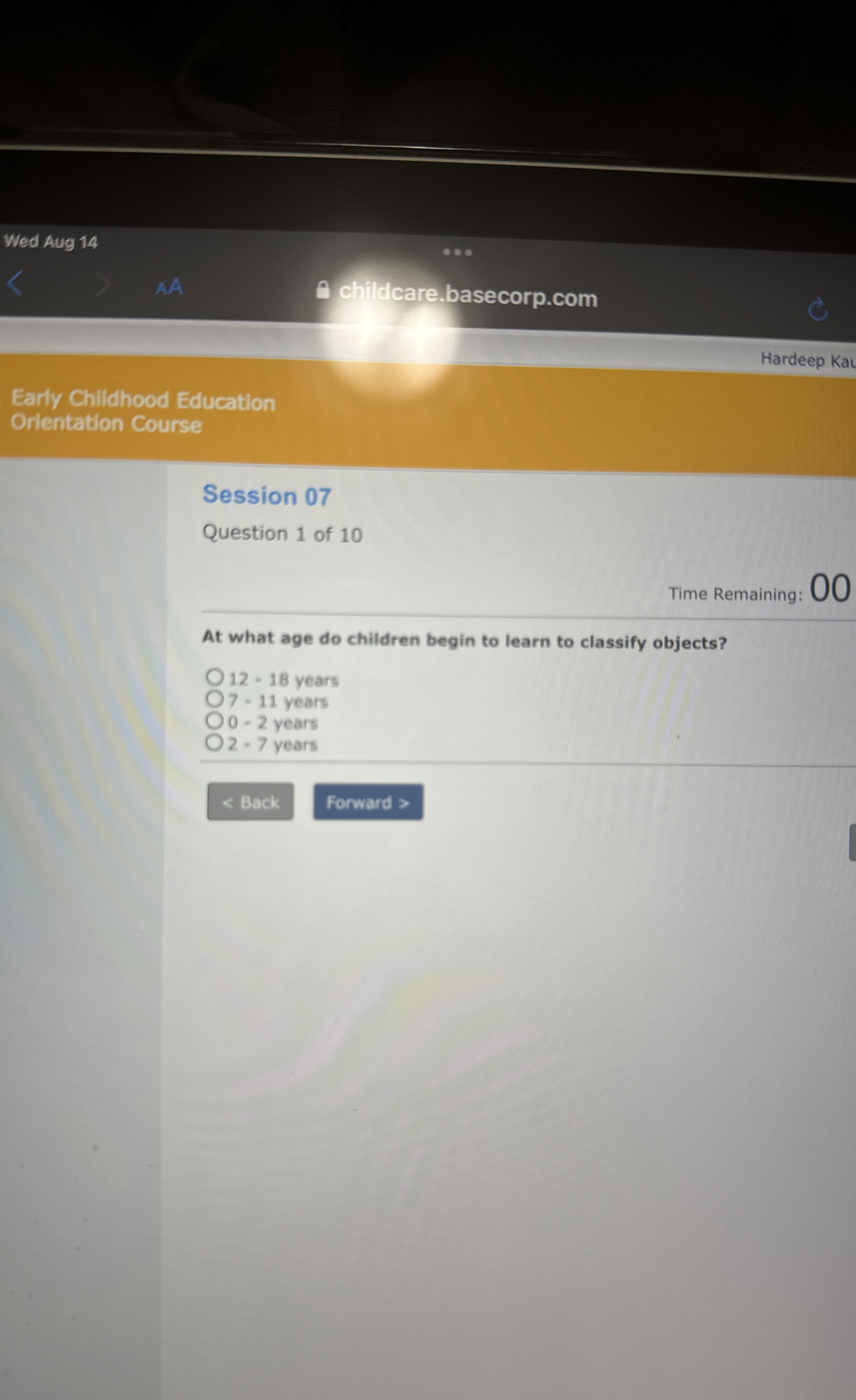 Solved Wed Aug 14AAchildcare.basecorp.comHardeep KauEarly | Chegg.com