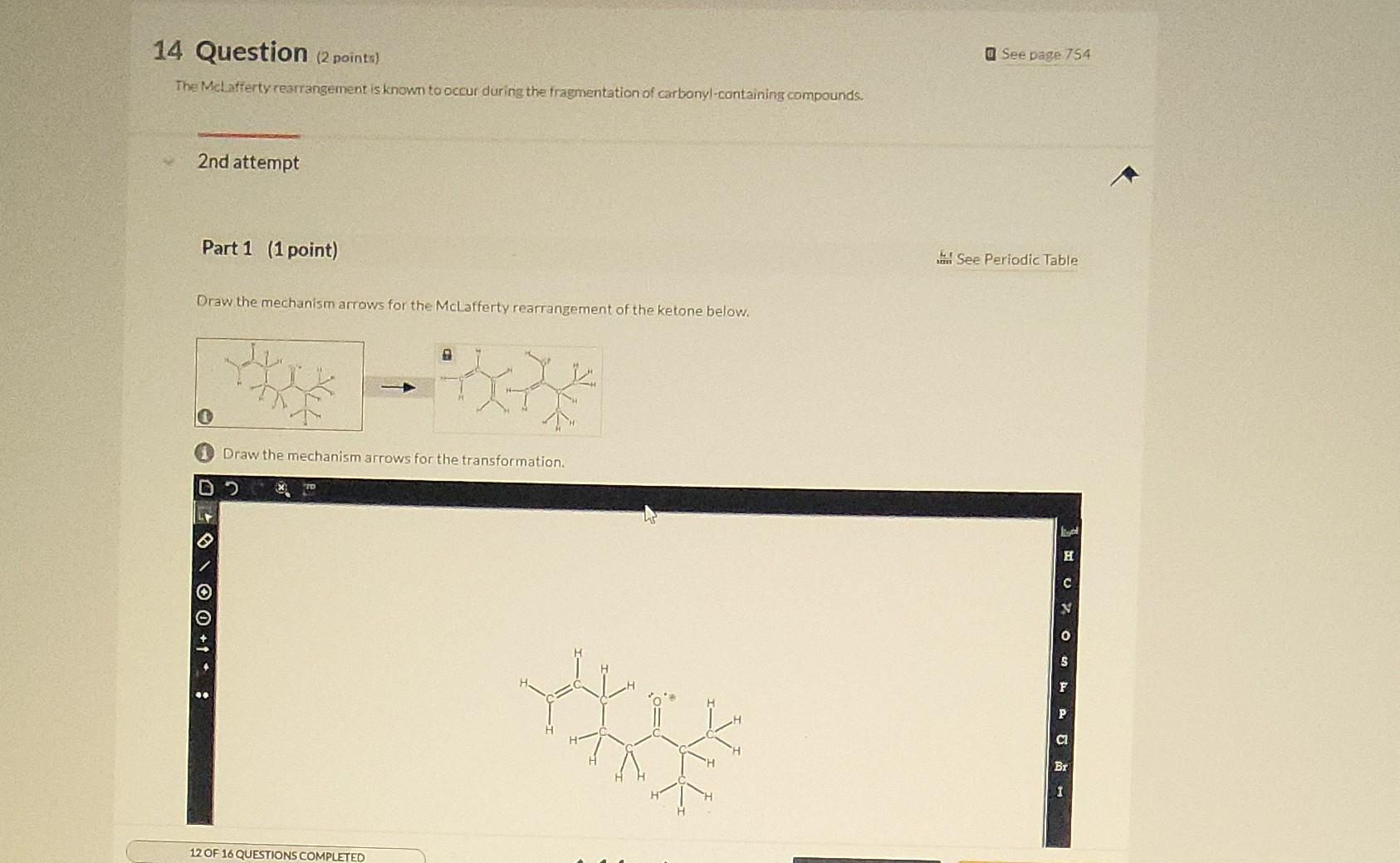 Solved 14 Question (2 points) The Mct afferty rearangement | Chegg.com