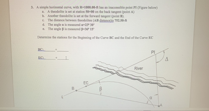 3. A simple horizontal curve, with R=1000.00-ft has | Chegg.com
