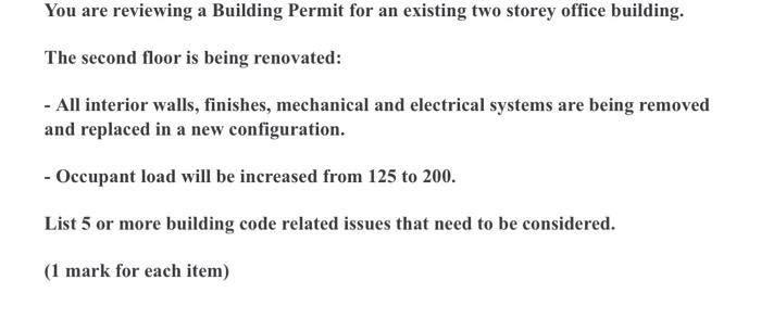 Solved You are reviewing a Building Permit for an existing | Chegg.com