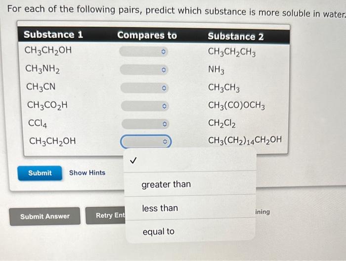 Solved For each of the following pairs, predict which | Chegg.com