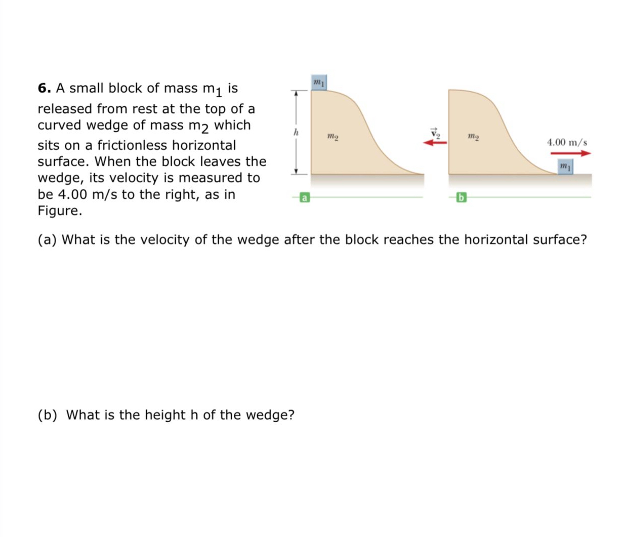 Solved A small block of mass m1 ﻿is released from rest at | Chegg.com