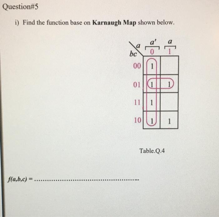 Solved Question#5 i) Find the function base on Karnaugh Map | Chegg.com