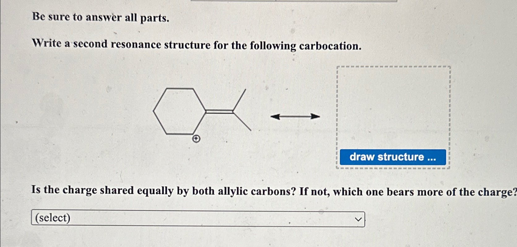 Solved Be sure to answèr all parts.Write a second resonance | Chegg.com