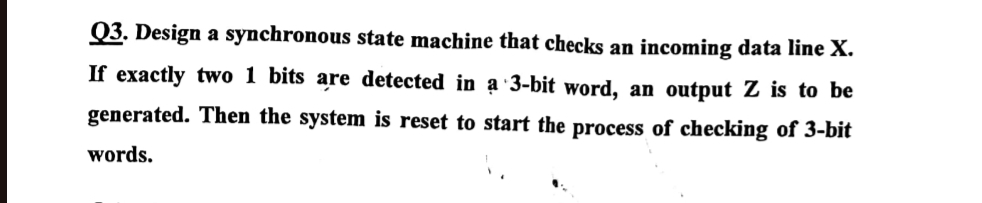 Solved Q3. ﻿Design a synchronous state machine that checks | Chegg.com