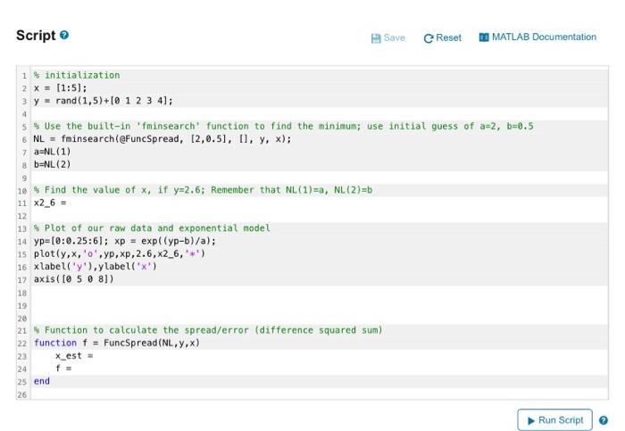 Solved please help finish the fillable matlab code. Use the | Chegg.com