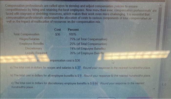 Solved Compensation professionals are called upon to develop | Chegg.com