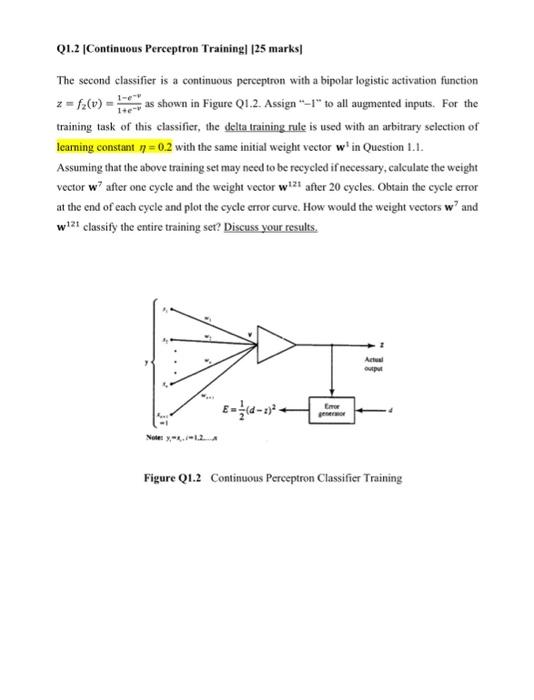 Solved Two perceptron classifiers are trained to recognise | Chegg.com
