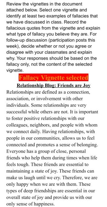 Solved Review the vignettes in the document attached below. | Chegg.com