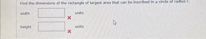 Solved Find the dimensions of the rectangle of largest area | Chegg.com