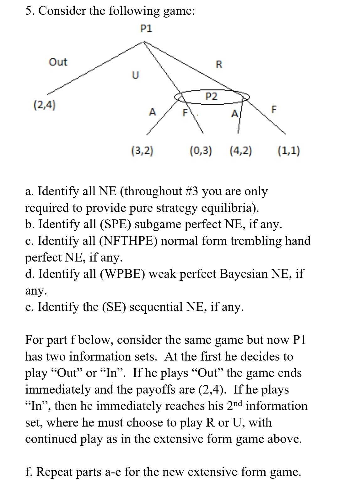 Solved 5. Consider the following game: a. Identify all NE | Chegg.com