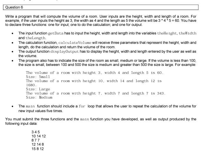 Solved Question 6 Write A Program That Will Compute The 