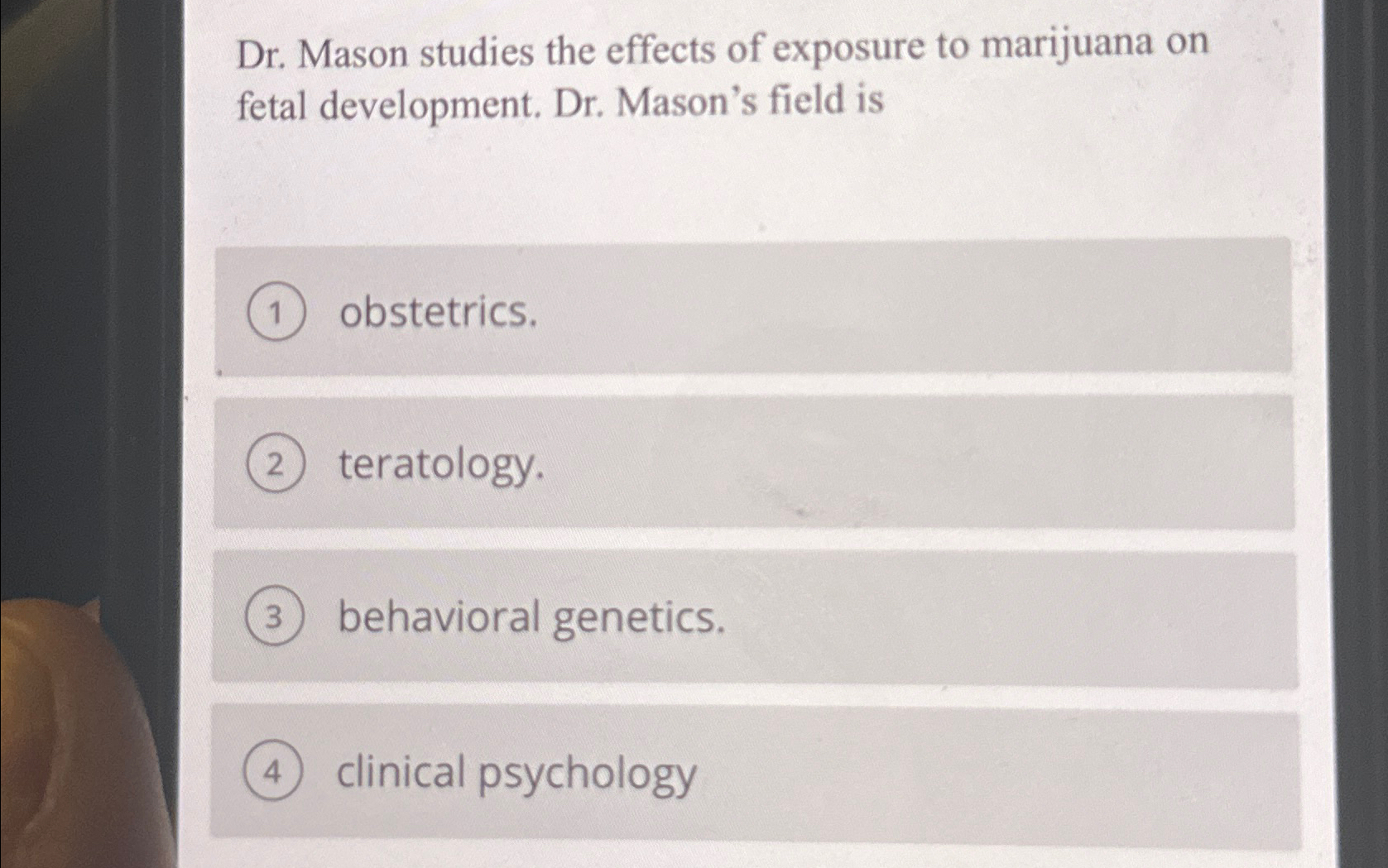 Solved Dr. ﻿Mason studies the effects of exposure to | Chegg.com