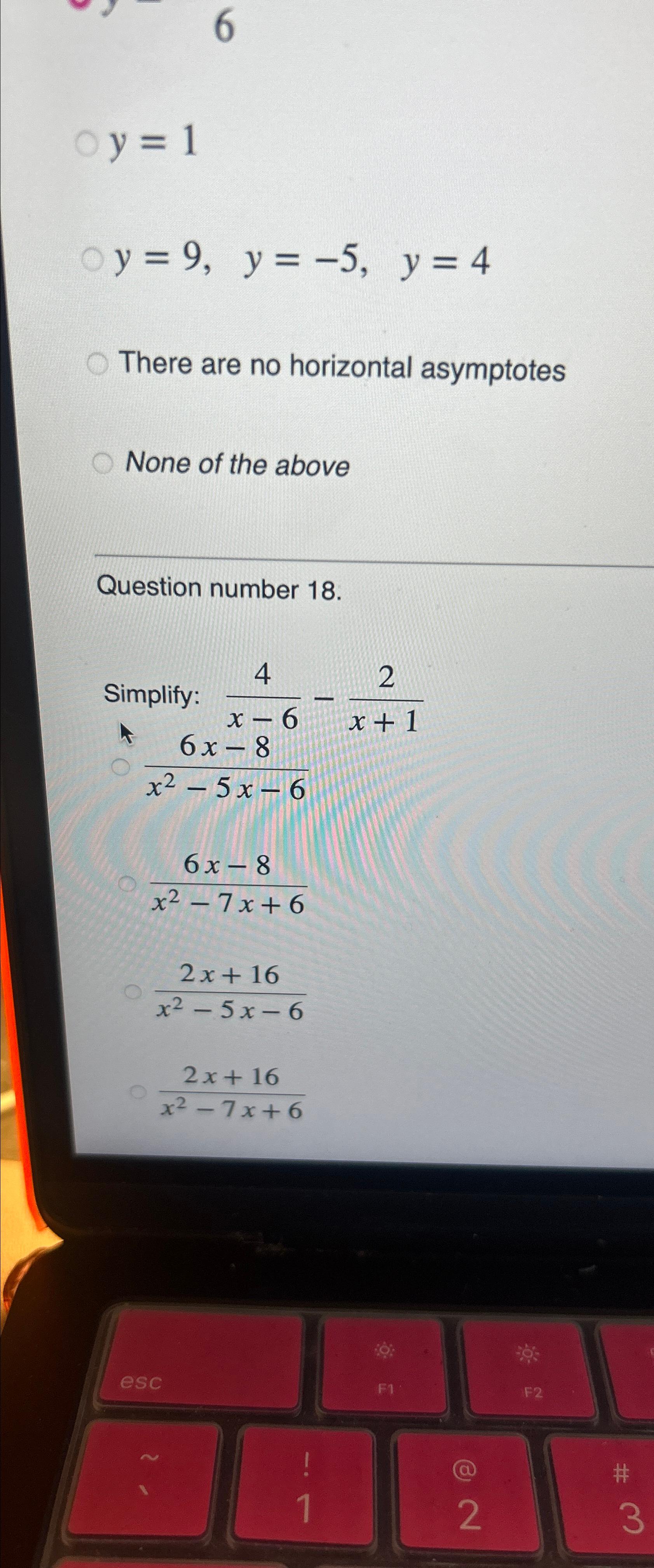 Solved 6y=1y=9,y=-5,y=4There are no horizontal | Chegg.com