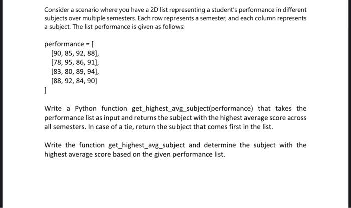 Solved Consider a scenario where you have a 2D list | Chegg.com