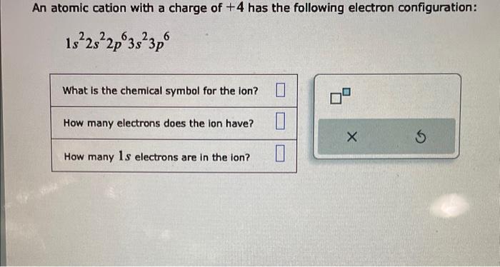 Solved An atomic cation with a charge of +4 has the | Chegg.com
