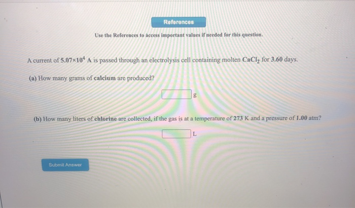 Solved References Use the References to access important | Chegg.com