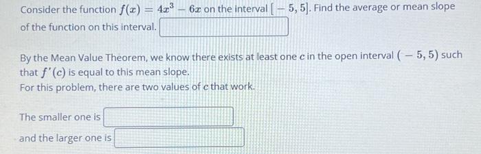 Solved Consider the function f(x)=4x3−6x on the interval | Chegg.com