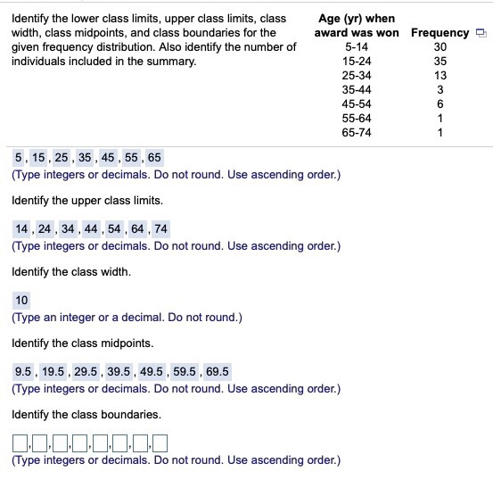 Solved 1) Identify the class boundaries.2) Identify the | Chegg.com