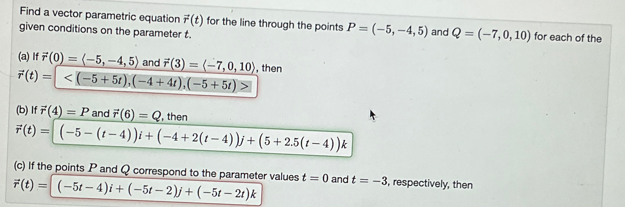 Solved Find a vector parametric equation vec(r)(t) ﻿for the | Chegg.com
