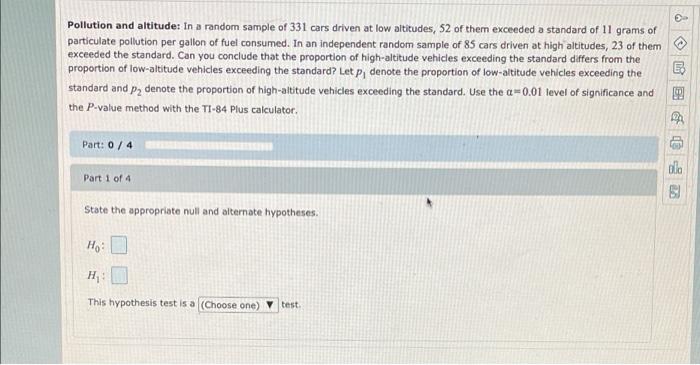 Solved Pollution and altitude: In a random sample of 331 | Chegg.com