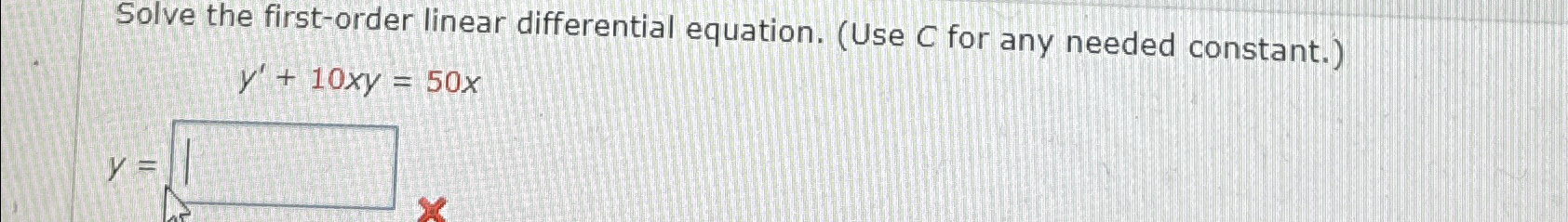 Solved Solve the first-order linear differential equation. | Chegg.com