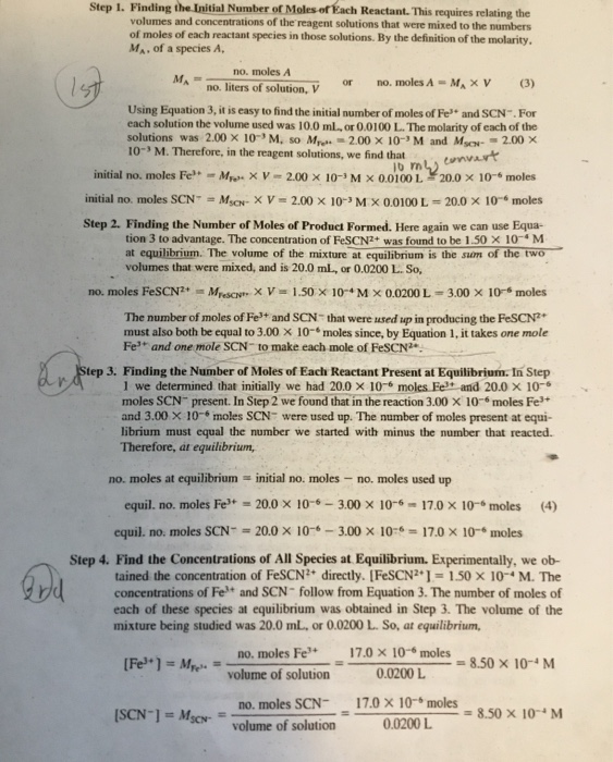 Step 1. Finding the Initial Number of Moles or Each | Chegg.com