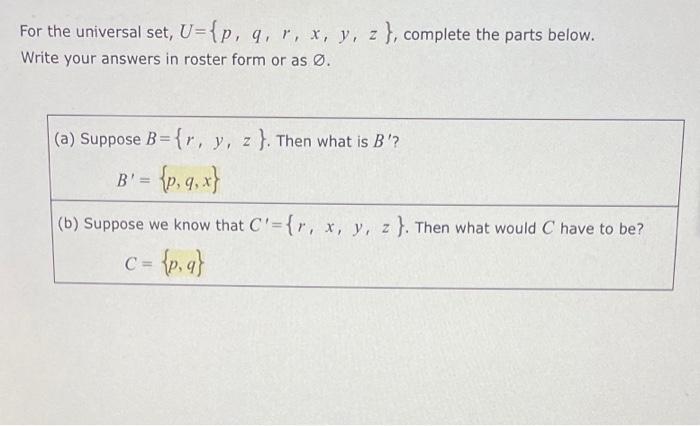 Solved Sets B and D are subsets of the universal set U. | Chegg.com