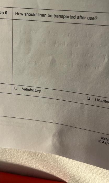 Solved How should linen be transported after use? | Chegg.com